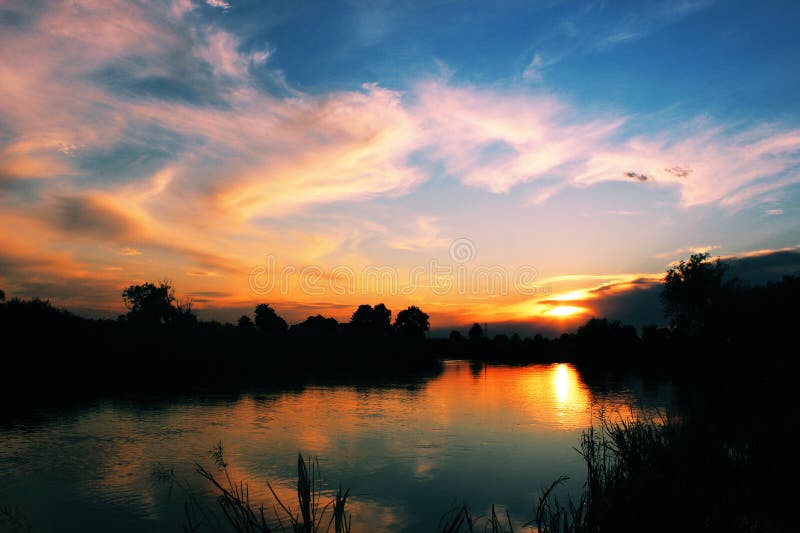 Sunset Water Landscape Nopeople Stock Image - Image of water, sunset ...