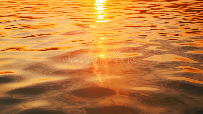 Sunset Water Reflect Ripples at Sun Light. Abstract Golden Reflection ...