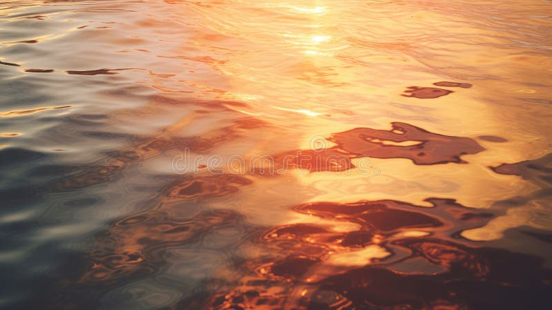 Sunset Water Reflect Ripples at Sun Light. Abstract Golden Reflection ...
