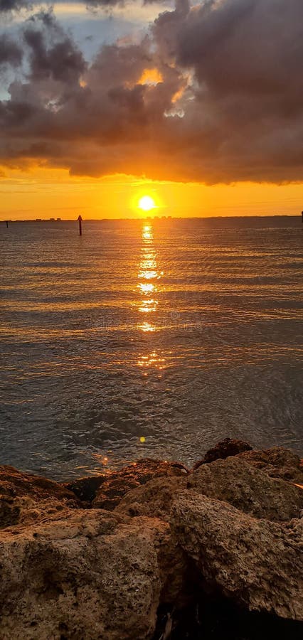 Sunset on the water stock image. Image of ocean, morning - 239863859