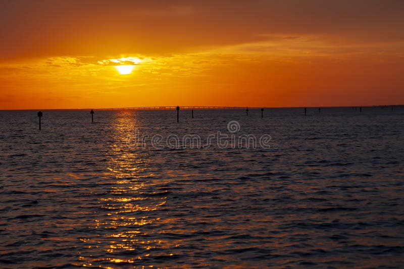 Sunset on the Waters of the Florida Panhandle Stock Image - Image of ...