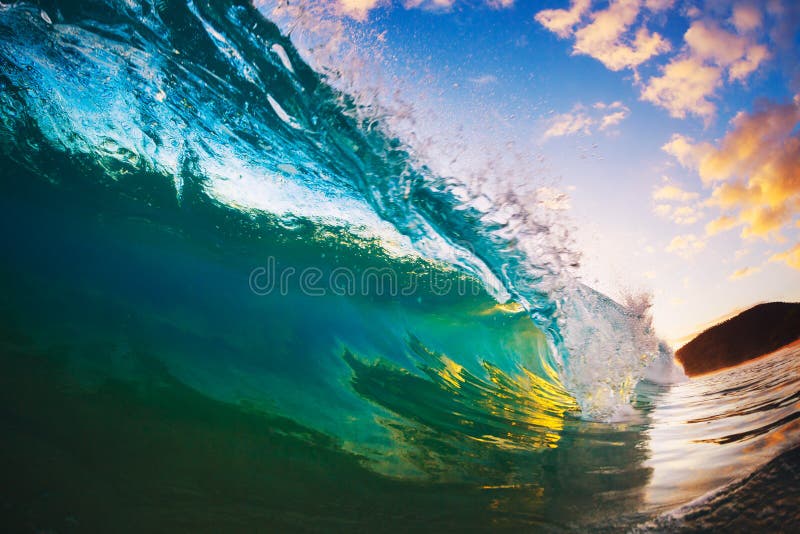 Sunset Wave stock image. Image of crash, greenwave, environment - 9372565