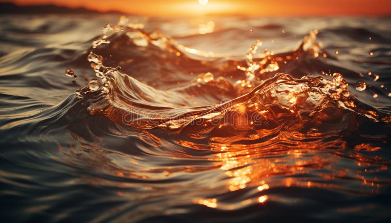 Sunset Wave Reflects Beauty in Nature, Liquid Motion, and Tranquil ...