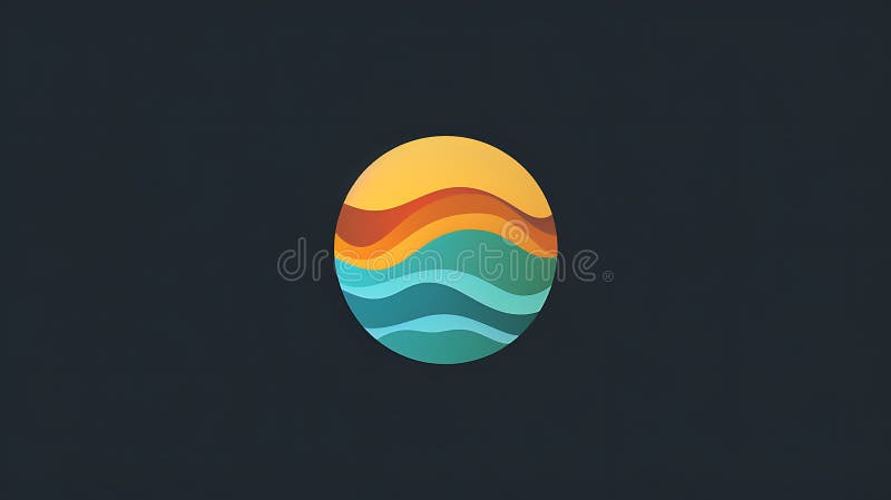Sunset Waves Logo on Dark Background. Vector Illustration. Stock ...