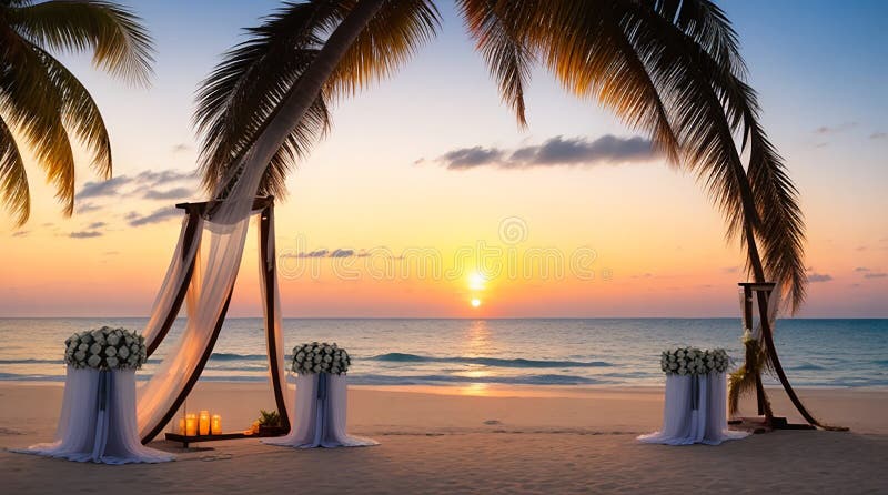 Sunset Wedding Background stock illustration. Illustration of evening ...