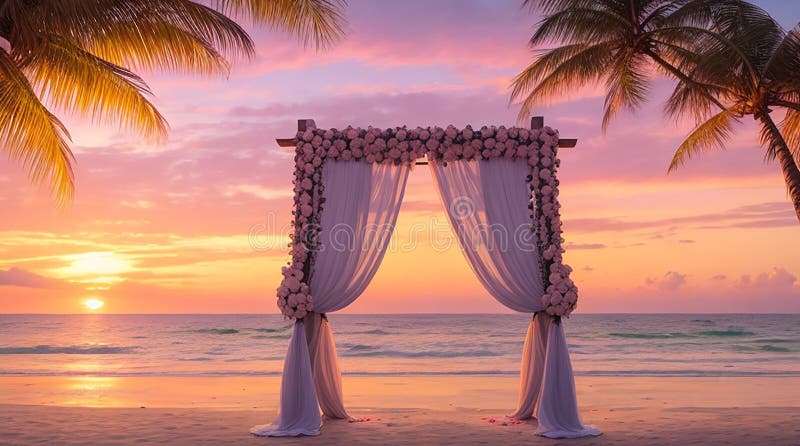 Sunset Wedding Background stock illustration. Illustration of ...