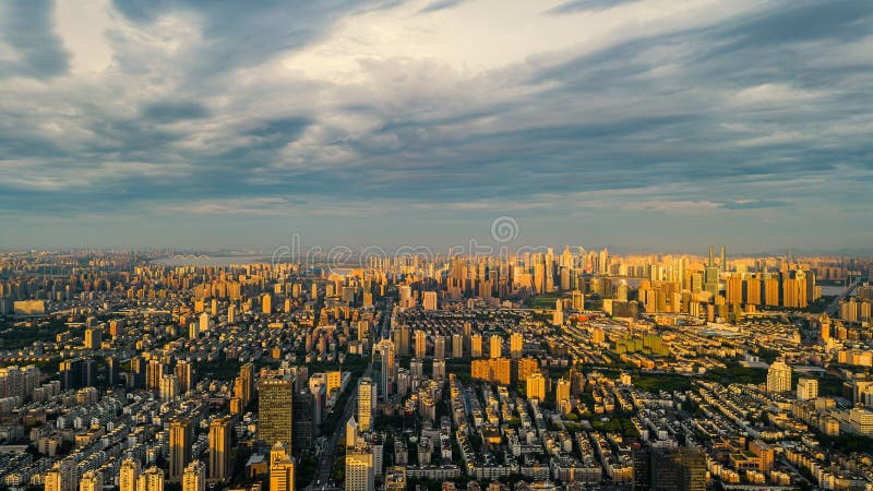 Sunset at West Lake and Cityscape of Hangzhou, China Stock Image ...