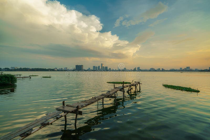 Sunset in West Lake, Hanoi, Vietnam Stock Photo - Image of dusk ...