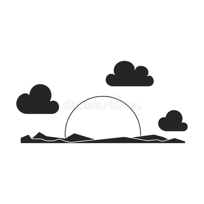 Sunset Western Vector Icon.Black Vector Icon Isolated on White ...