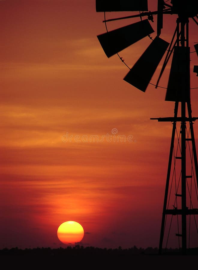 Sunset and windmill stock image. Image of wind, rise, nature - 131635