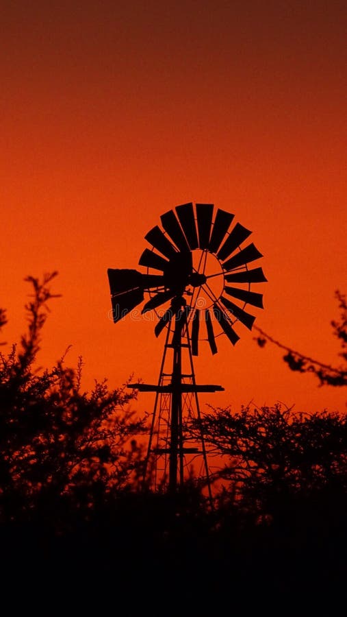 Sunset windmill stock photo. Image of bushveld, south - 53777334
