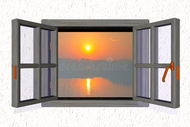 Sunset through the window stock vector. Illustration of silhouette ...