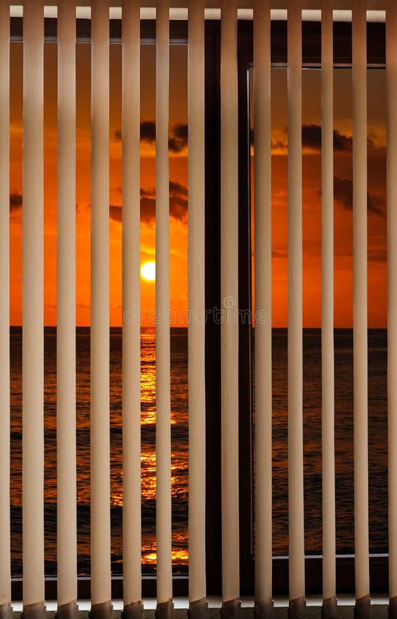 Sunset Window View with Shutters Stock Image - Image of black, nature ...