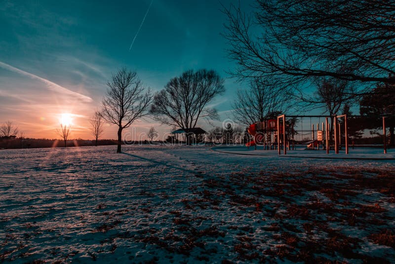 Sunset in Winter with Beautiful Skyline Over Ed Zorinsky Lake Omaha ... Sunset in Winter with Beautiful Skyline Over Ed Zorinsky Lake Omaha ...