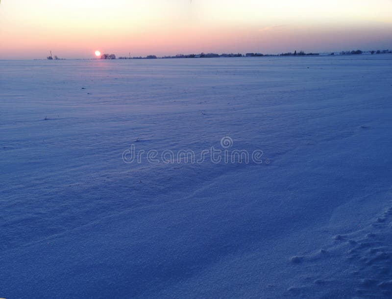 Sunset in winter fields stock image. Image of sunset - 139733941