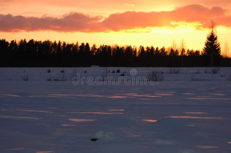 Sunset in Winter Horizontal Stock Photo - Image of coluds, yellow: 22135624