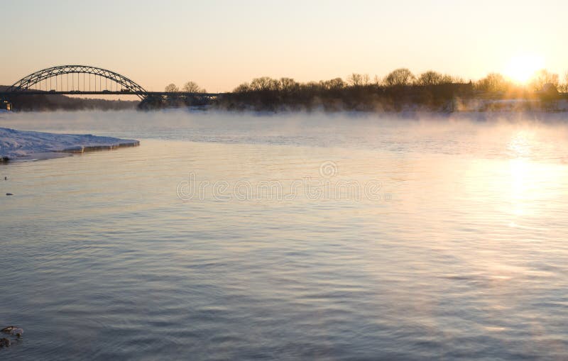 Sunset on winter river stock image. Image of dusk, sunset - 12909221