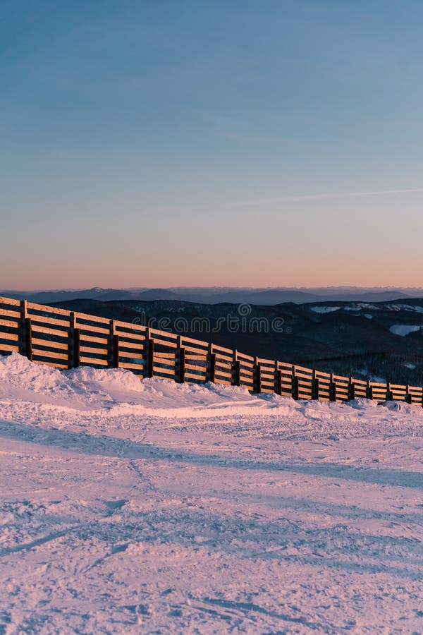 Sunset on a Winter Ski Slope Stock Image - Image of sheregesh, outdoors ...