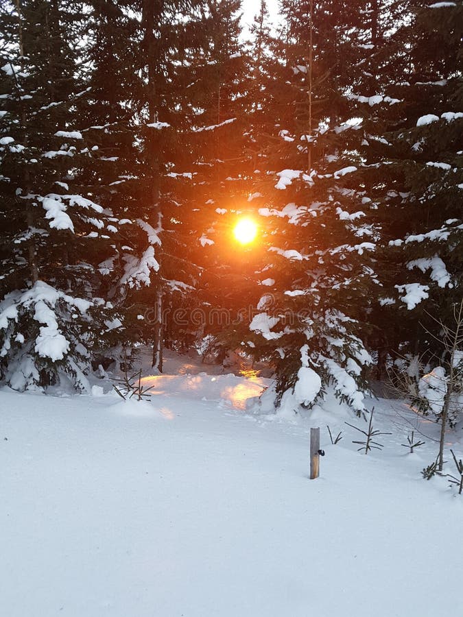 Sunset in winter stock image. Image of dark, berge, view - 90577305