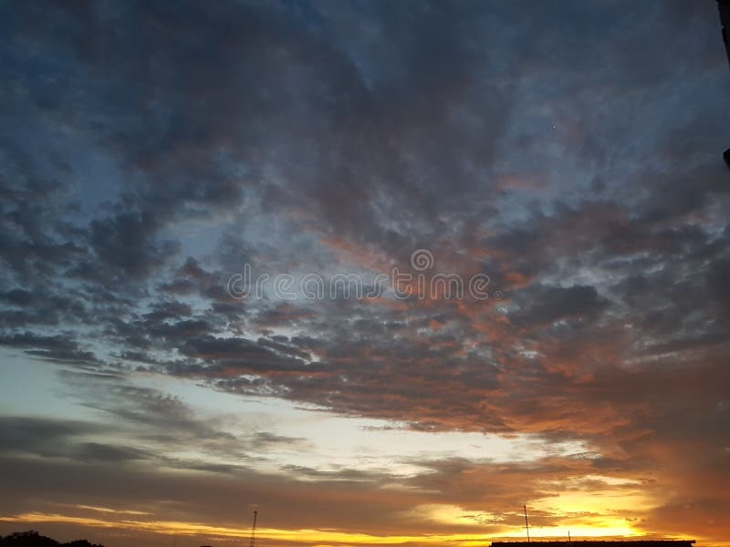 Sunset with Wonderful Sky and Cloud Stock Photo - Image of twilight ...