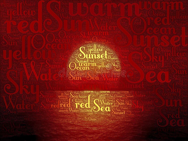 Sunset word text stock illustration. Illustration of orange - 34319402
