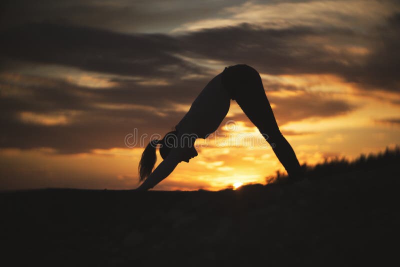 Sunset Yoga Posture stock image. Image of helalth, sunset - 190049849