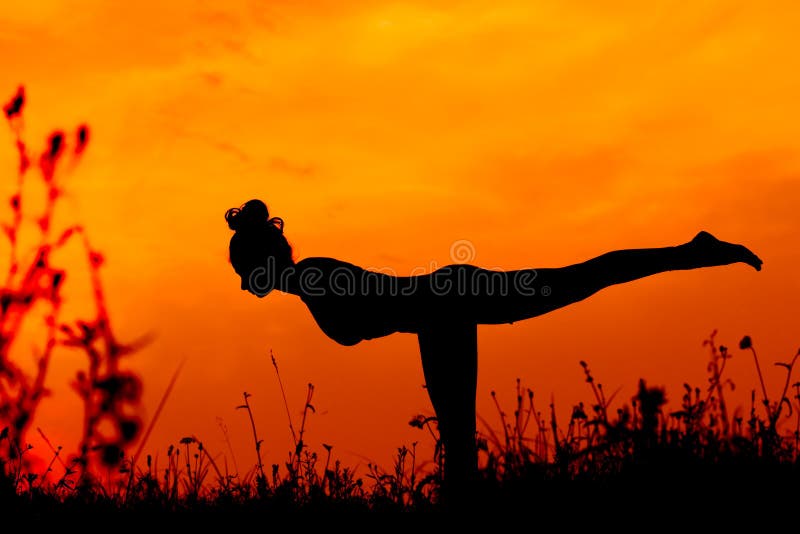 Sunset yoga stock photo. Image of sunset, evening, woman - 34227922