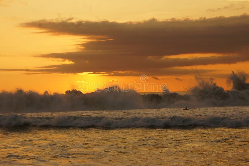 Sunset at Zicatela Beach, Puerto Escondido, Oaxaca, Mexico Stock Image ...