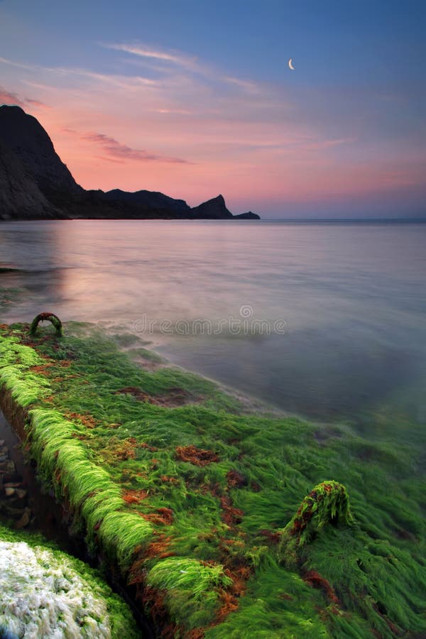 Sunseton the ocean stock image. Image of moon, estuary - 35513377