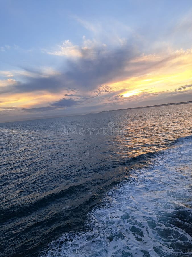 Sunsetting Over the English Channel Stock Image - Image of ocean, coast ...