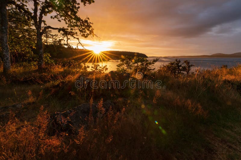 Sunsetting Over Salt Spring Island Stock Image - Image of lake ...
