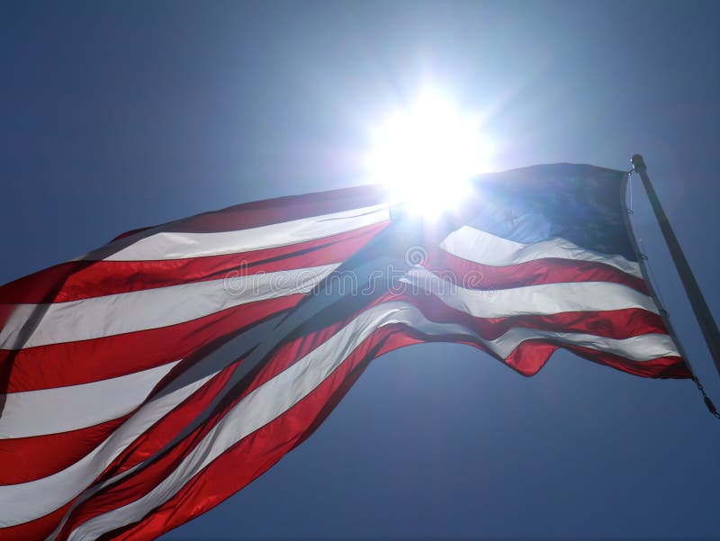 Sunshine and American flag stock photo. Image of element - 20104948