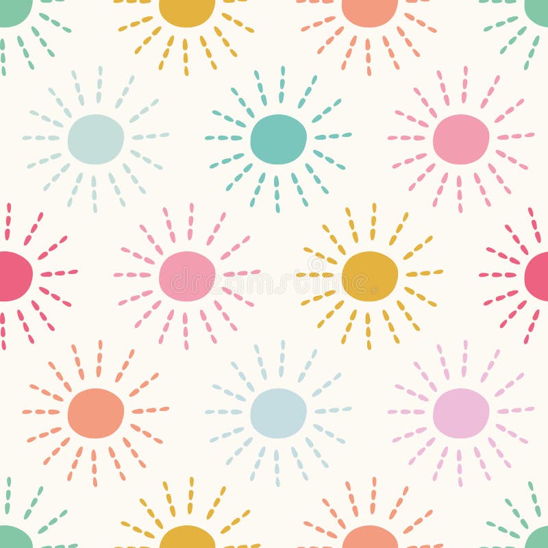 Sunshine Background Vector. Fun and Bright Nature Sun Seamless Repeat ...
