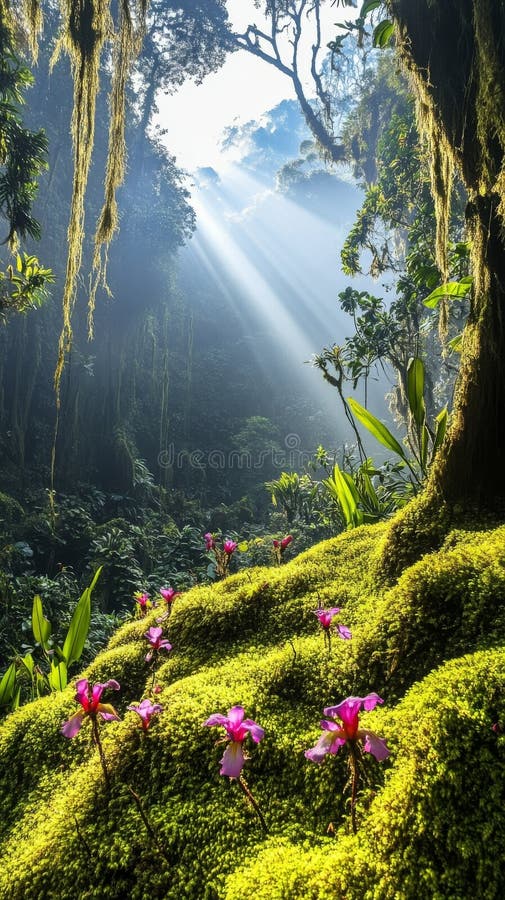 Sunshine Breaks through the Clouds, Illuminating All with a Sunbeam ...