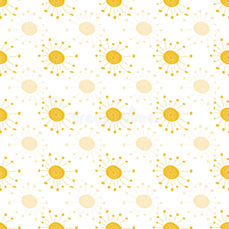 Sunshine Bursts Overall Seamless Pattern Vector Doodle Style ...