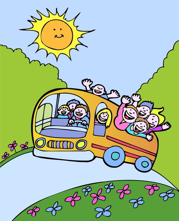 Sunshine Bus stock vector. Illustration of cartoon, field - 9265361