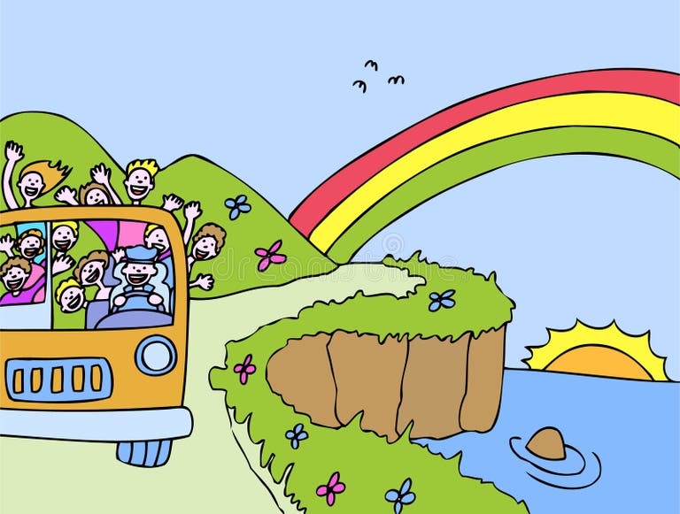 Sunshine Bus Ocean Tour stock vector. Illustration of trip - 9299090