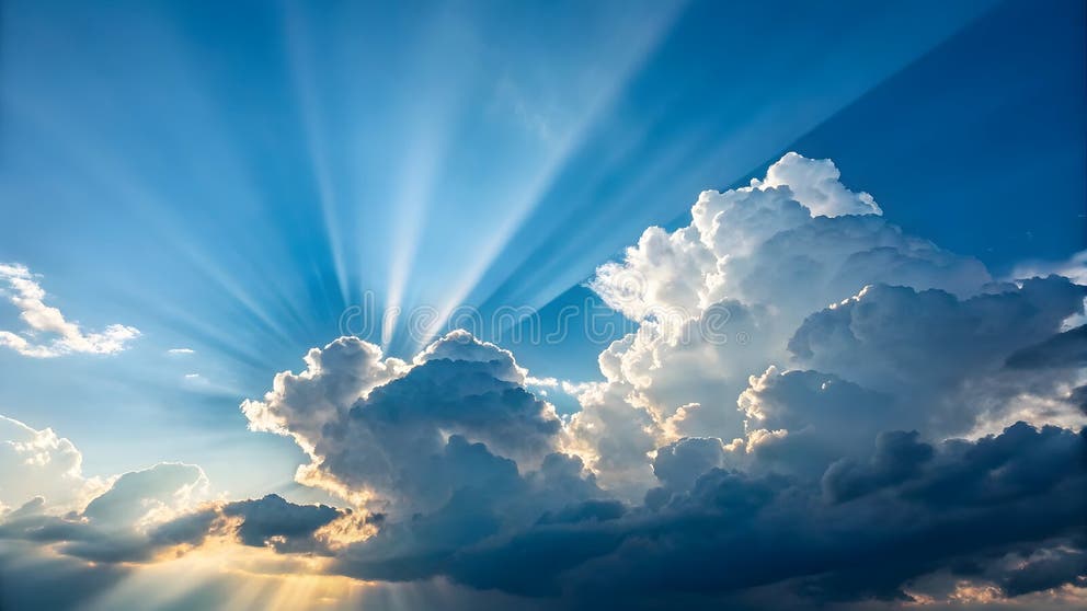 Bright Sunshine and Cloud in Blue Sky Stock Illustration - Illustration of summer, scenic: 367795142