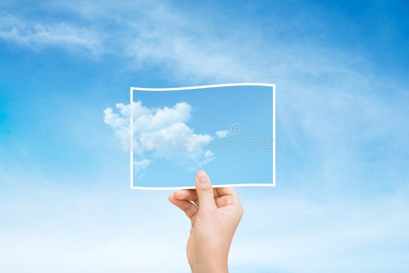 White Cloud Flying Leave from Paper To Blue Sky. Stock Photo - Image of ...