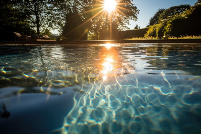 Sunshine Creating Reflections on a Sparkle Pool Stock Image - Image of ...