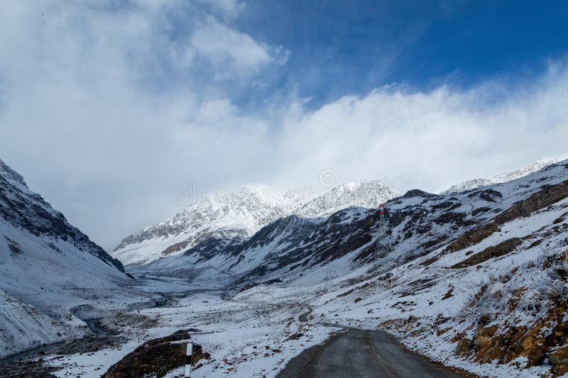 Sunshine at Drass Valley after First Snowfall Stock Image - Image of ...