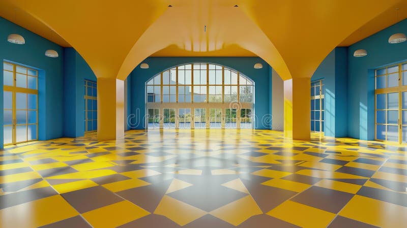 Sunshine Geometry: a Bright and Bold Yellow Ceiling Pattern in a Cafe ...