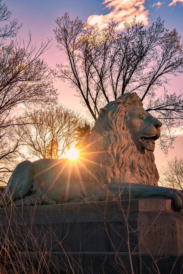 Sunshine Glowing Over a Park Statue Stock Image - Image of calgary ...