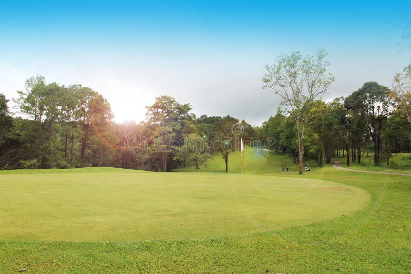 Sunshine in the Morning at Beautiful Golf Course Stock Photo - Image of ...