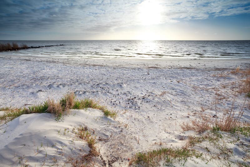 Sunshine Over Sand Beach and North Sea Stock Photo - Image of dune ...