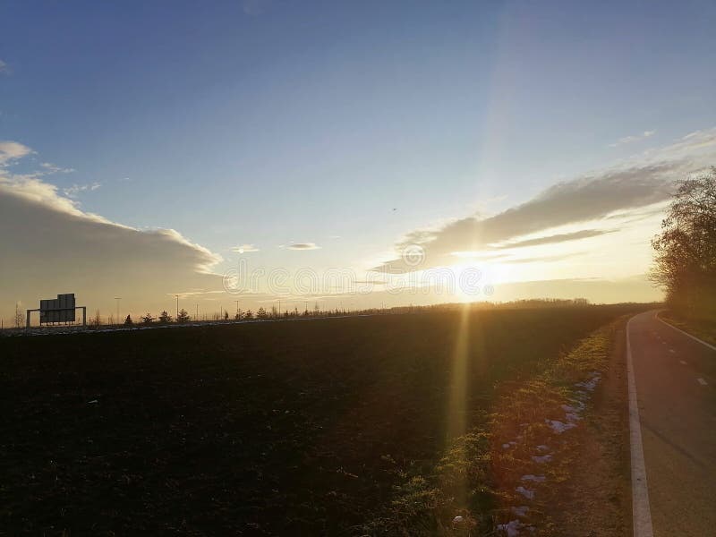Sunshine Road, Single Point Perspective Down a Country Highway in ...