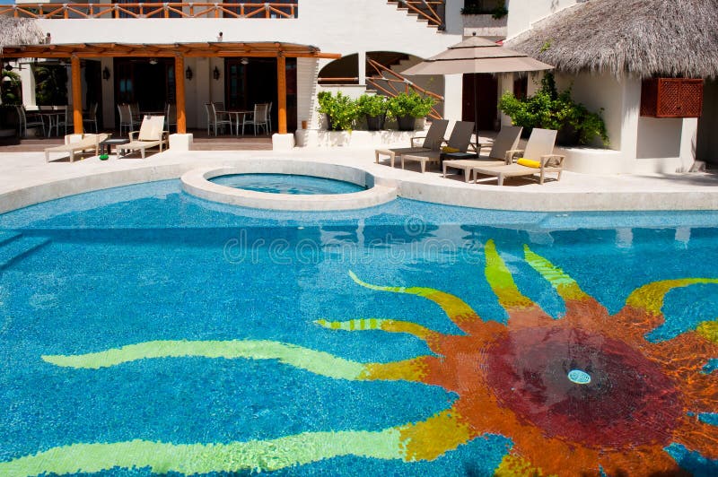 Sunshine shaped pool tiles stock photo. Image of tropical - 13509184