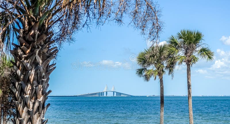Sunshine Skyway Bridge in Florida Stock Photo - Image of tampa ...