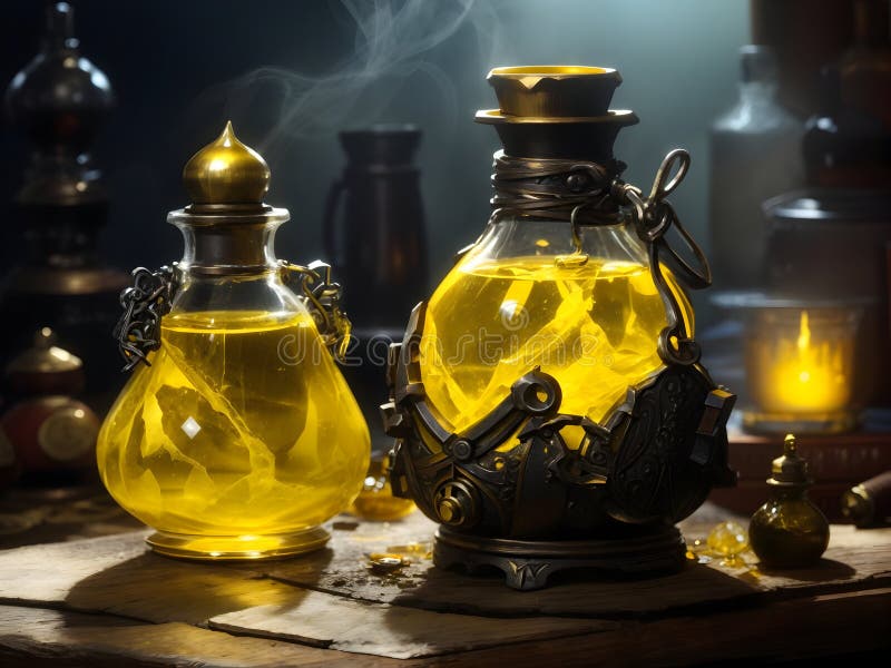 Yellow Potion Cartoon Character with Love Cute Emoticon Stock Vector ...