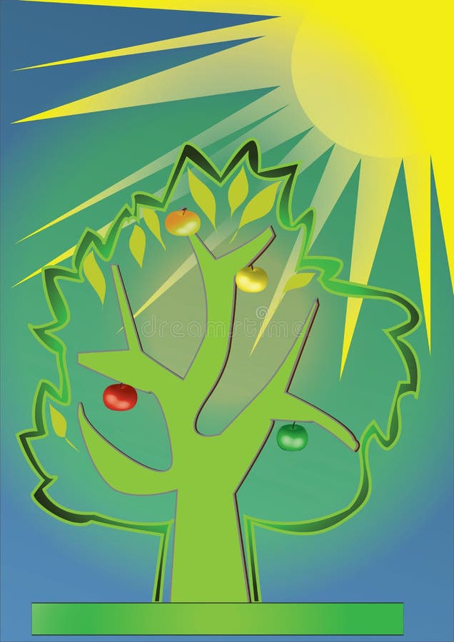 Sunshine tree stock illustration. Illustration of azure - 13146318